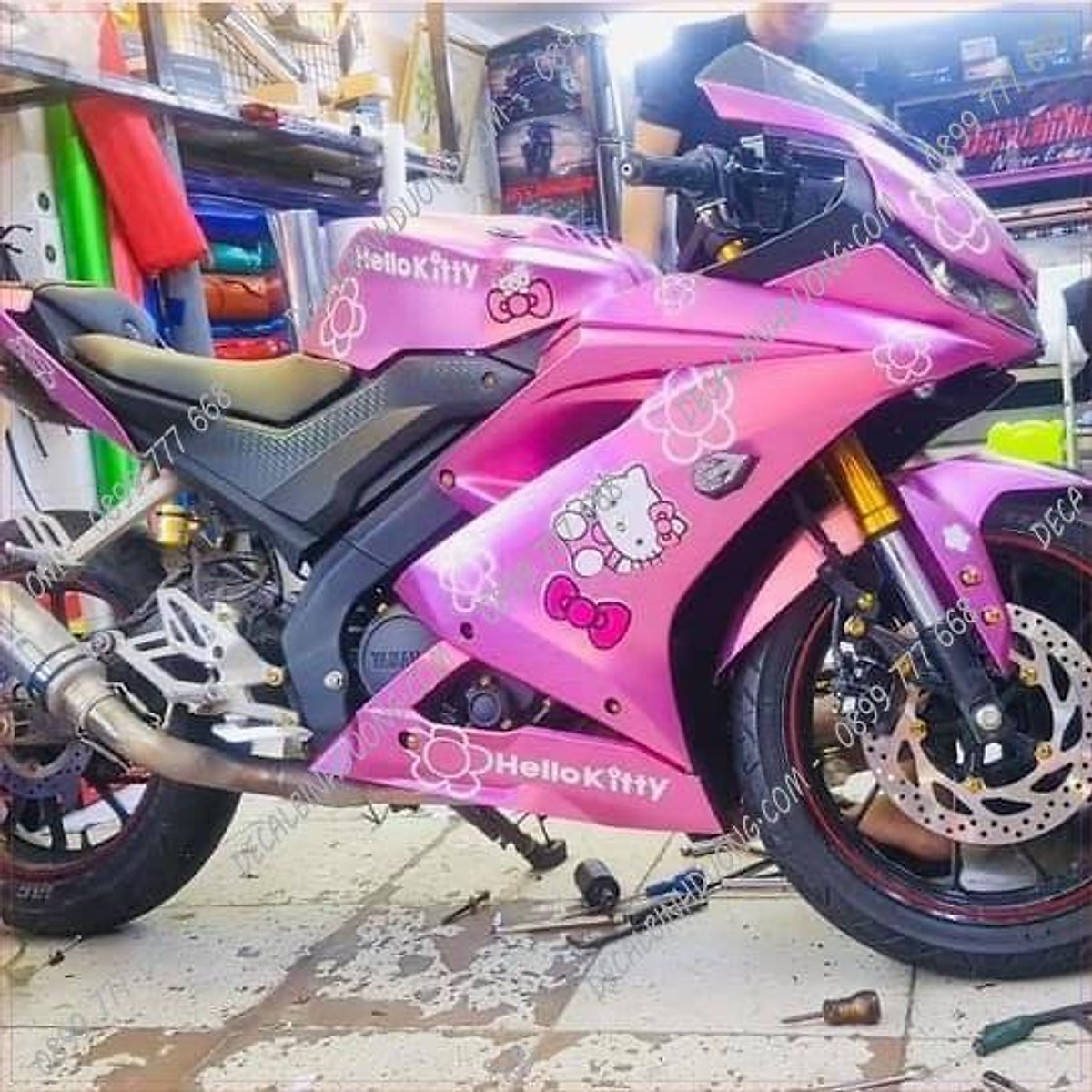 Mua Tem dành cho Xe Máy - Decal Dán Trùm R15 V3 Hello Kitty Hồng Xinh ...