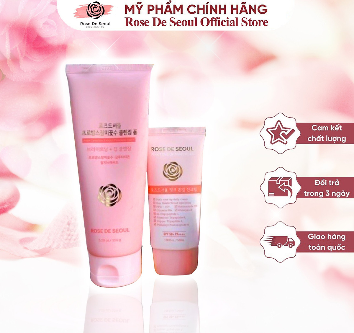 Mua Combo kem chống nắng Rose de seoul và sữa rửa mặt rose de seoul bản ...