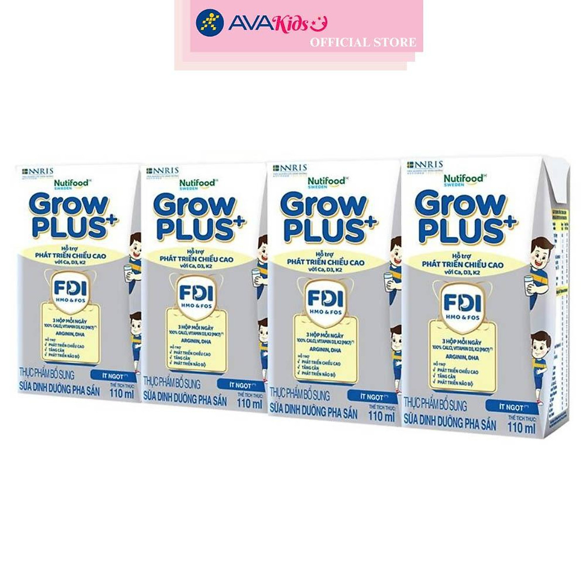 Thùng 24 hộp sữa pha sẵn Nutifood GrowPLUS+ bạc hương vani 110 ml (từ 1 ...