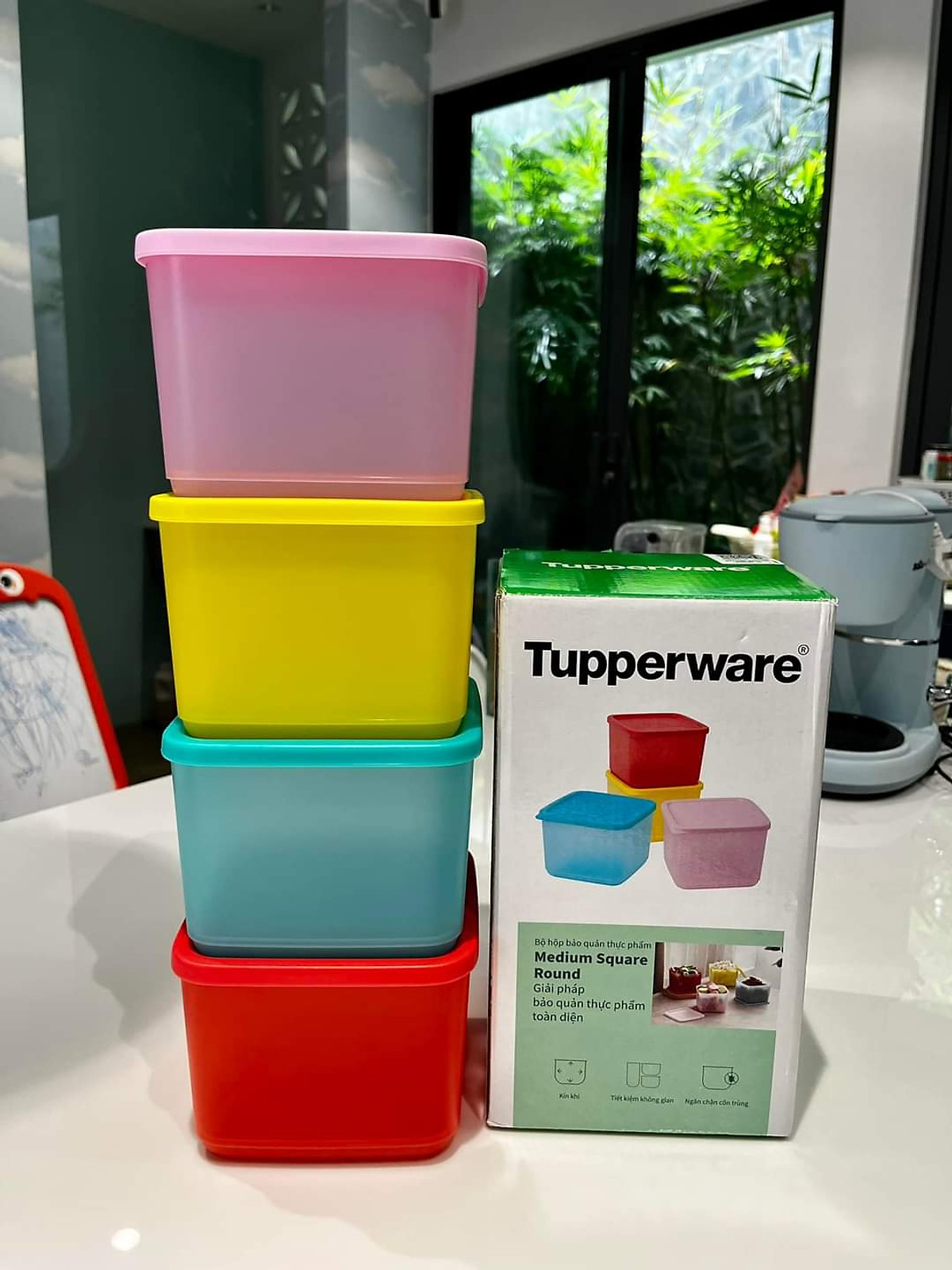 Mua Bộ hộp Medium Square Round Set 4 Tupperware bảo quản thực phẩm ...