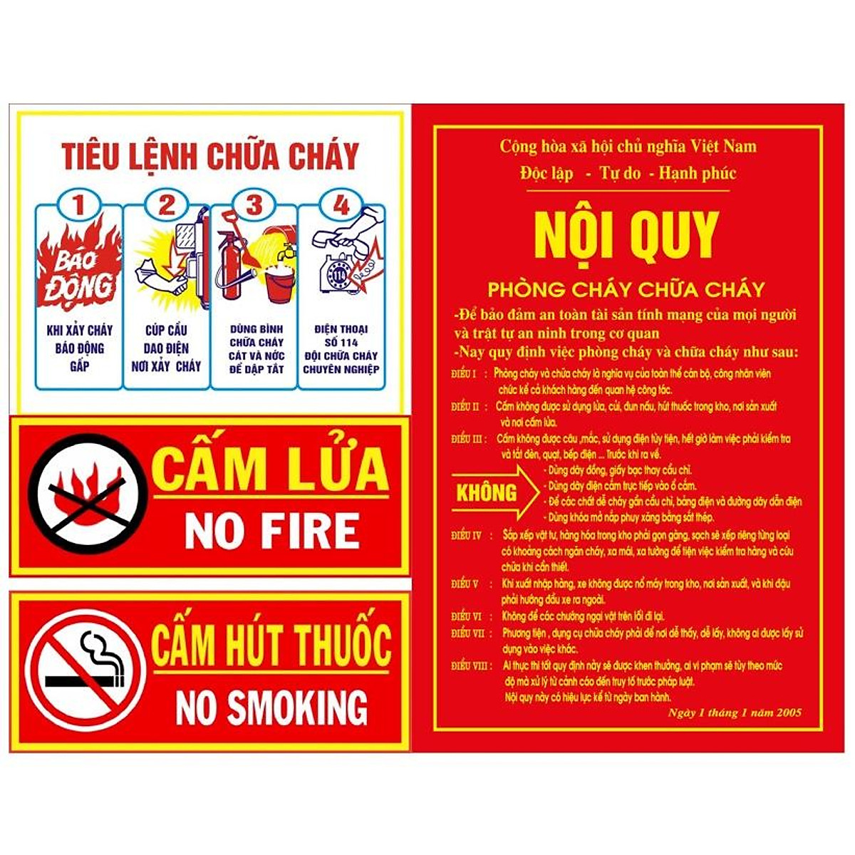 Bảng Nội Quy Phòng Cháy Chữa Cháy Kèm Tiêu Lệnh Bằng Thiếc