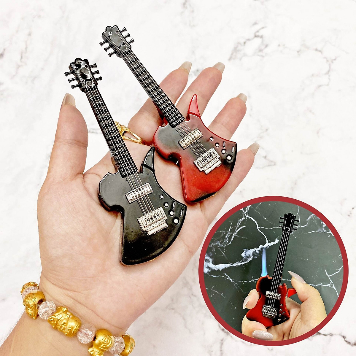 Hộp Quẹt Bật Lửa Khè Hình Cây Đàn Ghi-ta (Guitar) Mini độc lạ làm Quà tặng ý nghĩa, lưu niệm ...