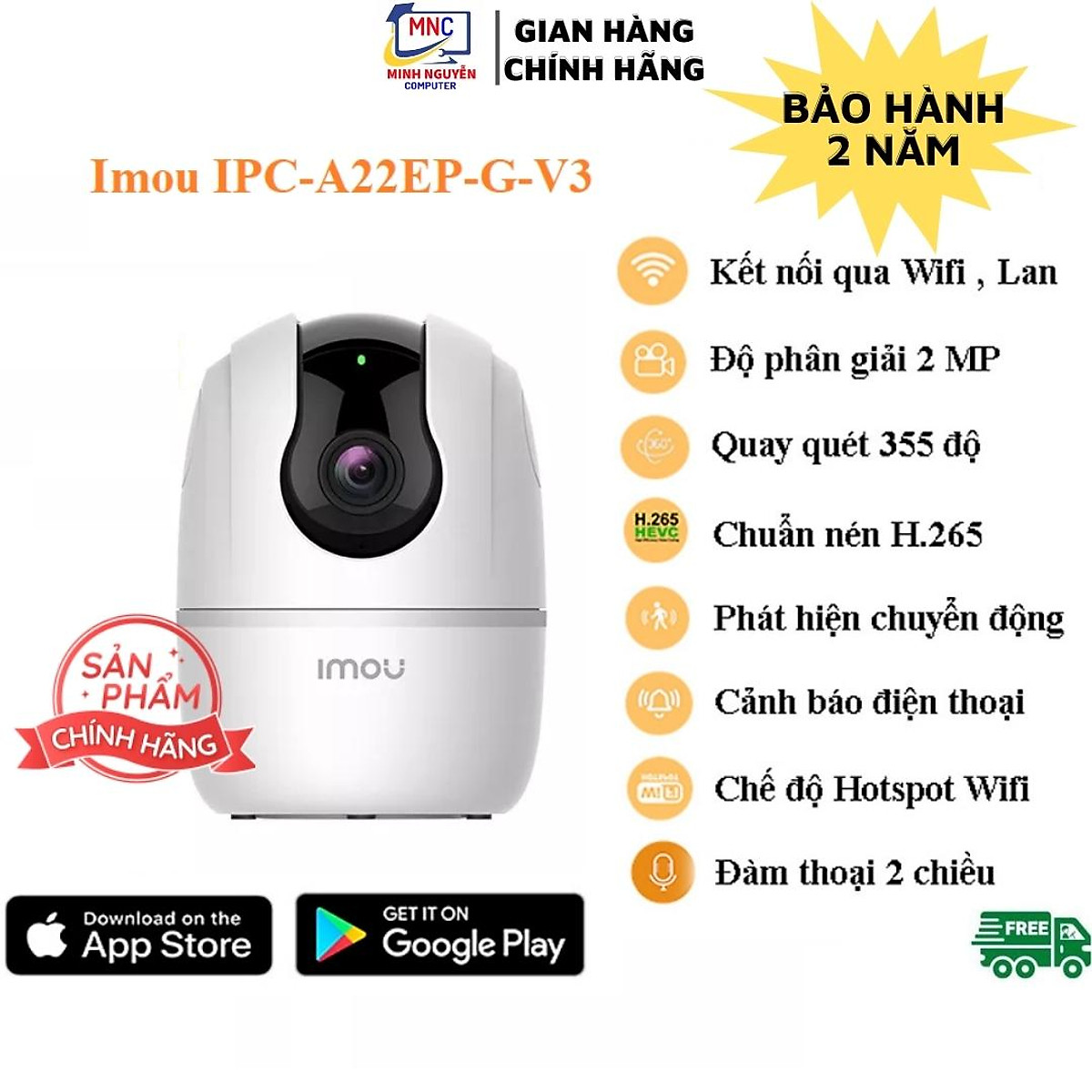 Camera WIFI trong nhà Imou IPC-A22EP-G-V3 - 2Mpx - Hàng Chính Hãng ...