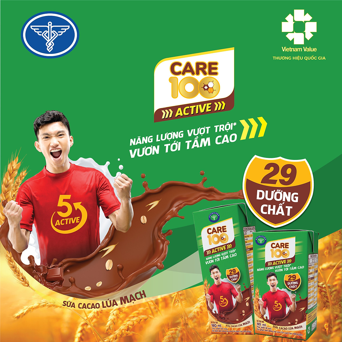 Thùng sữa nước ca cao lúa mạch Nutricare Care 100 Active giúp trẻ phát ...