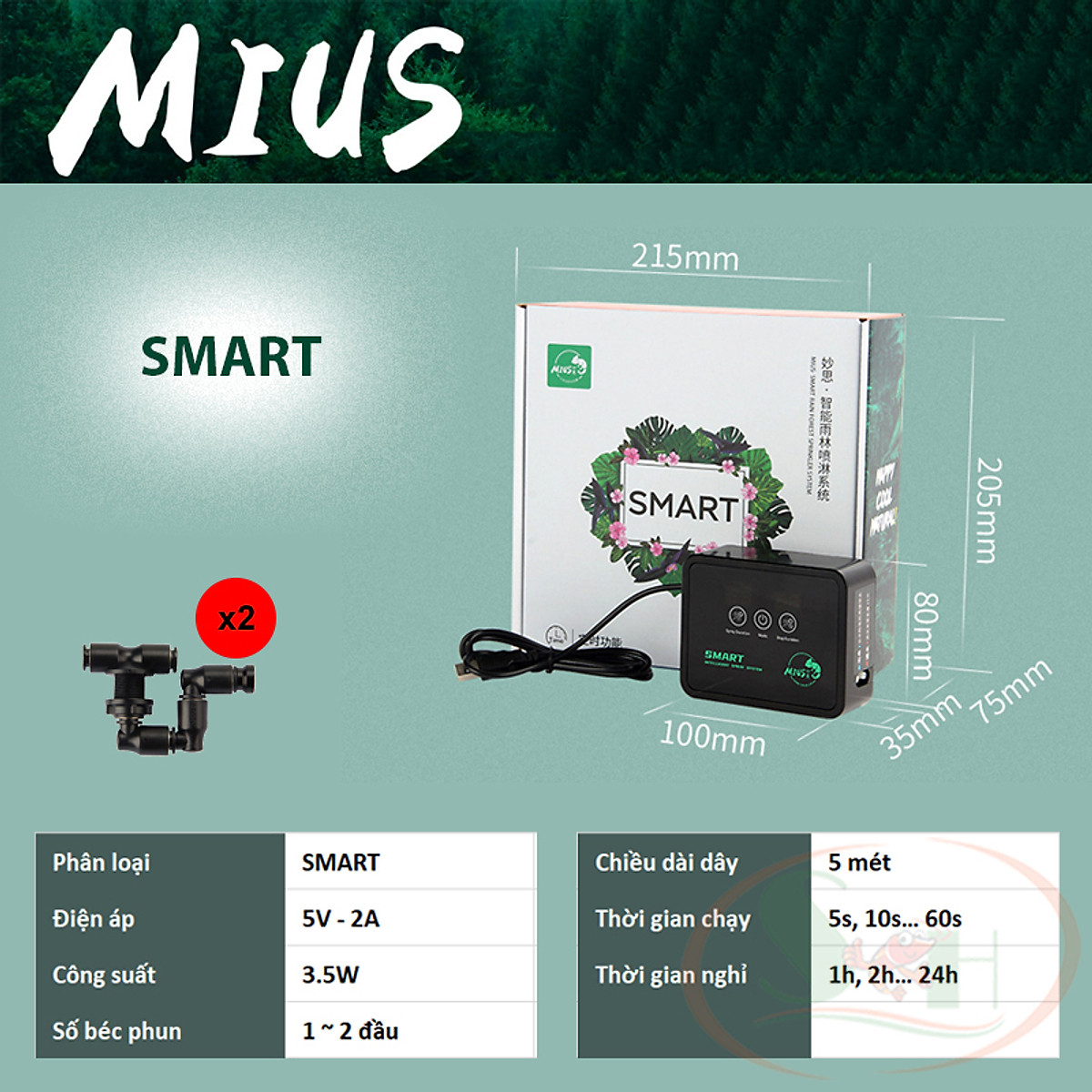 Bộ phun sương Mius Smart, Mini Rainforest Spray System hẹn giờ phun ẩm ...