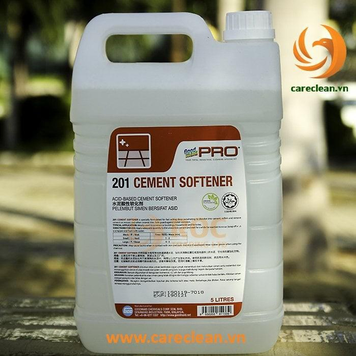 Dung dịch tẩy xi măng CEMENT SOFTENER (Goodmaid Pro G201), 5L | Tiki