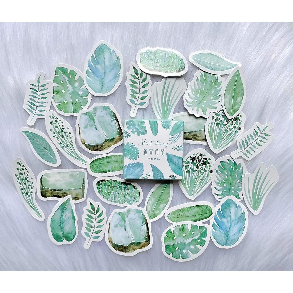 Mua Hộp 45 Sticker Lá - Set Hình Dán Lá Xanh tại JC Notebook
