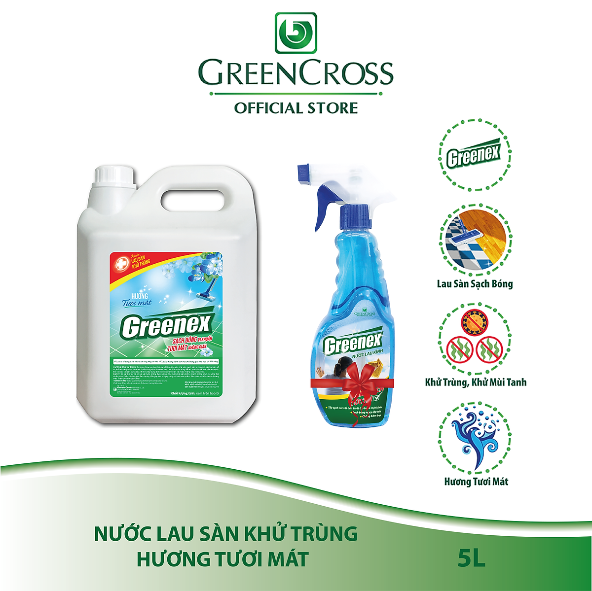 Mua NƯỚC LAU SÀN KHỬ TRÙNG GREENEX HƯƠNG TƯƠI MÁT - CAN 5L Tặng thêm 1 ...