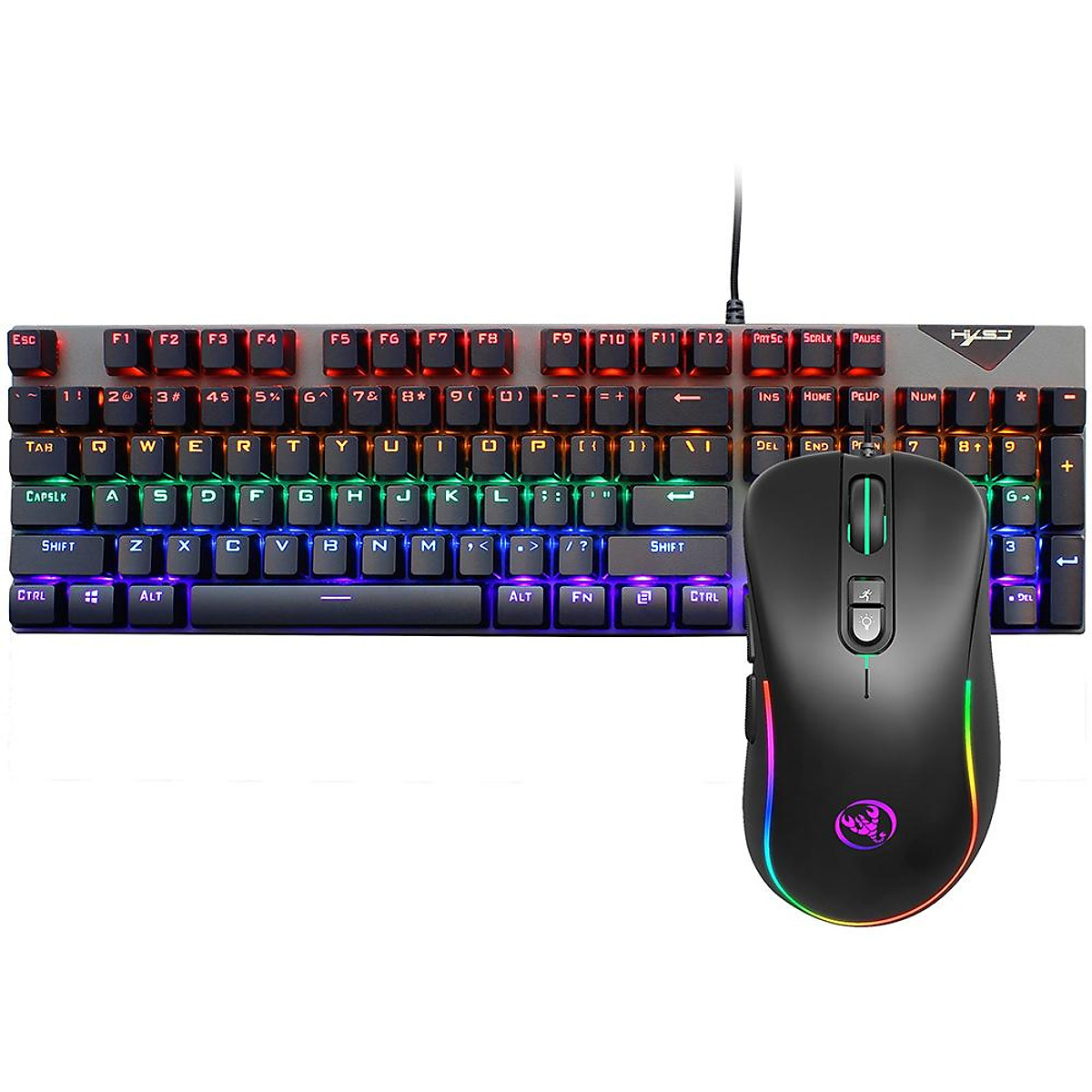 HXSJ Wired Keyboard Mouse Combo L300 RGB Backlit Keyboard + J300 ...