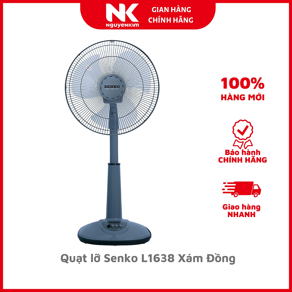 Mua Quạt lỡ Senko L1638 Xám Đồng - Hàng Chính Hãng tại Nguyễn Kim Official
