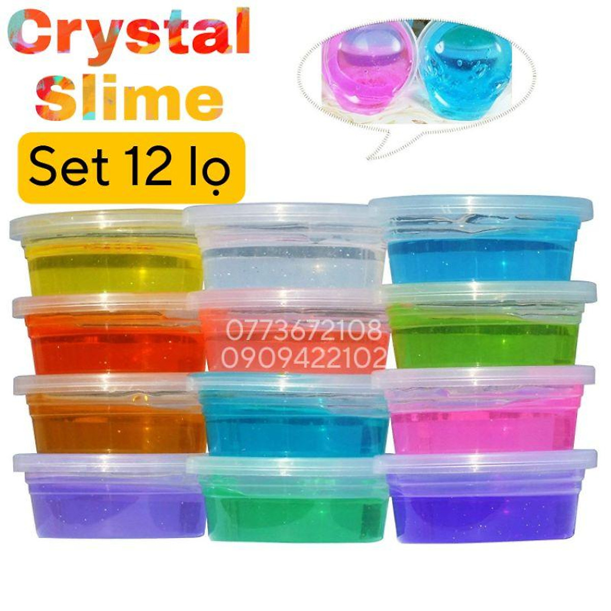 Hộp 12 hũ Crystal Slime , slam chất nhờn ma quái | Tiki