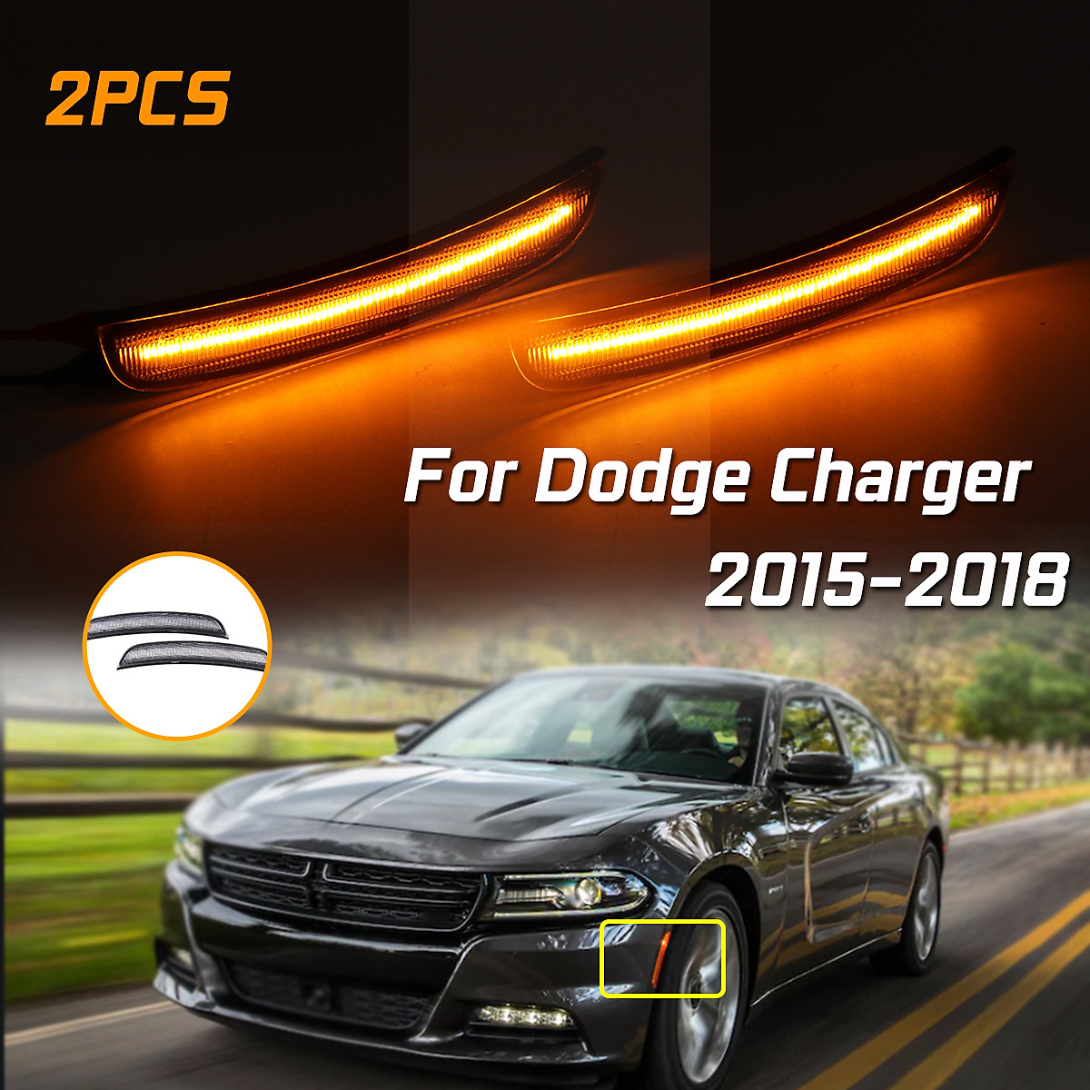 Mua Front Bumper Amber Side Marker Signal Lights For 2015-2019 Dodge ...