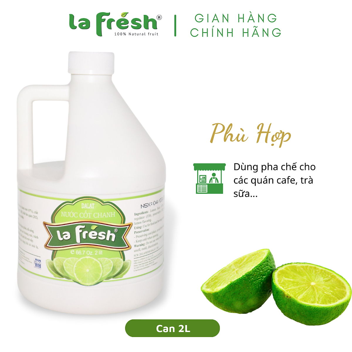 Mua Nước cốt chanh LaFresh Đà Lạt can 2L tại La Fresh Đà Lạt