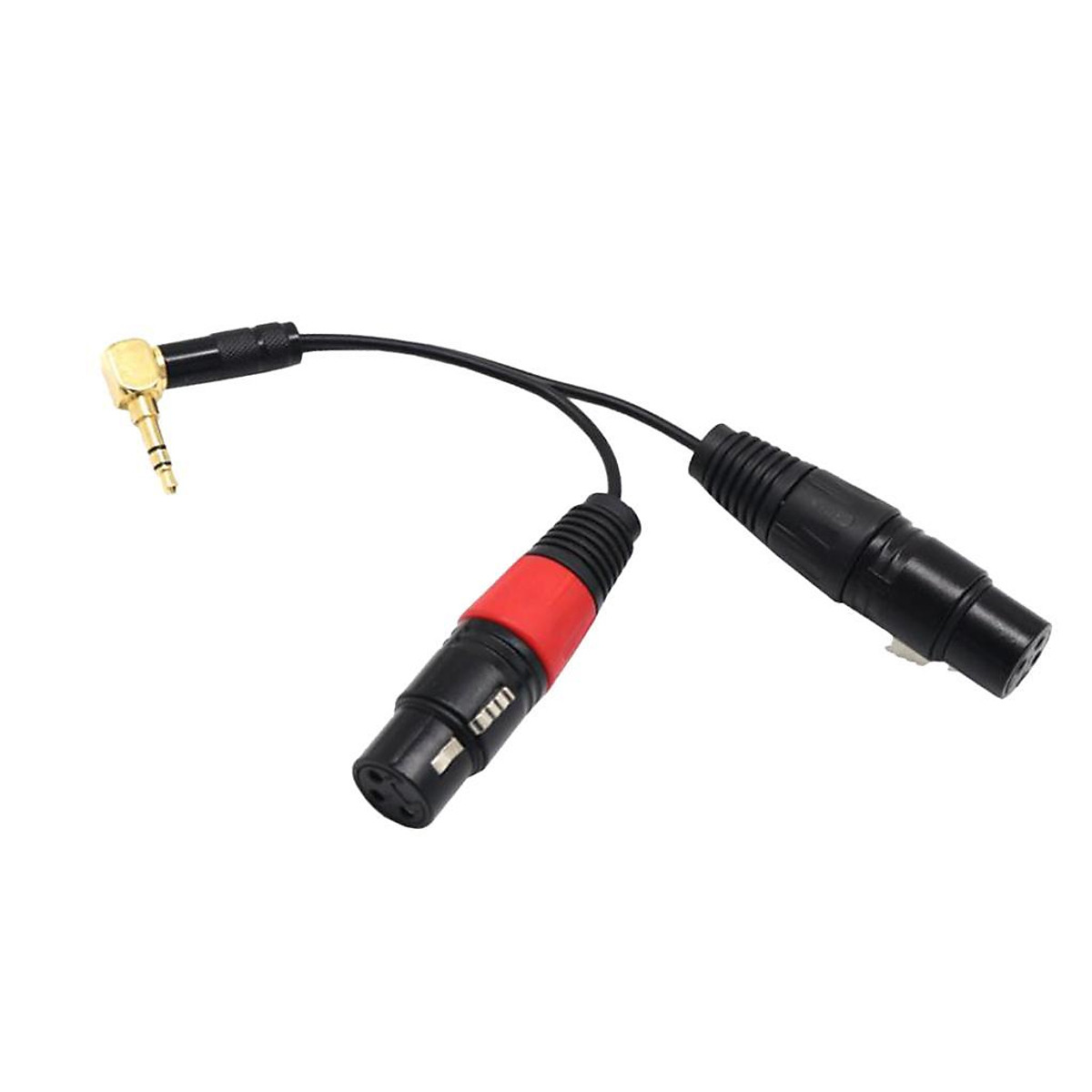 Dual 3 Pin XLR Female to Right Angle 3.5mm Stereo Jack Mic Audio Cable 20cm