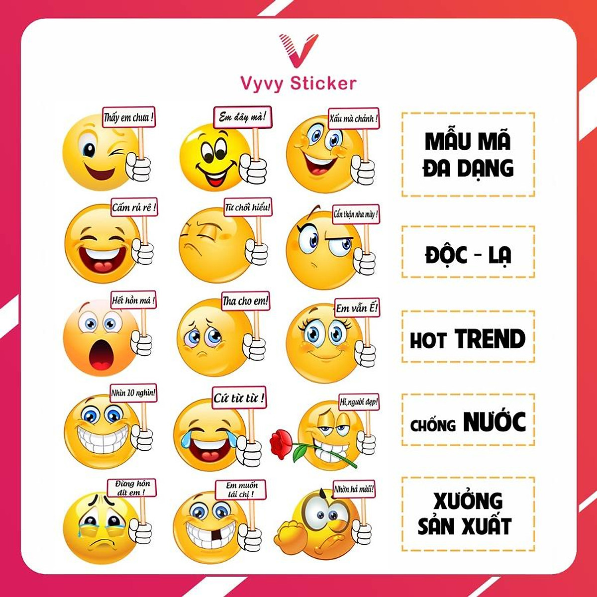 Mua Sticker icon cảm xúc vui nhộn chống nước - Sticker dán mũ bảo hiểm ...