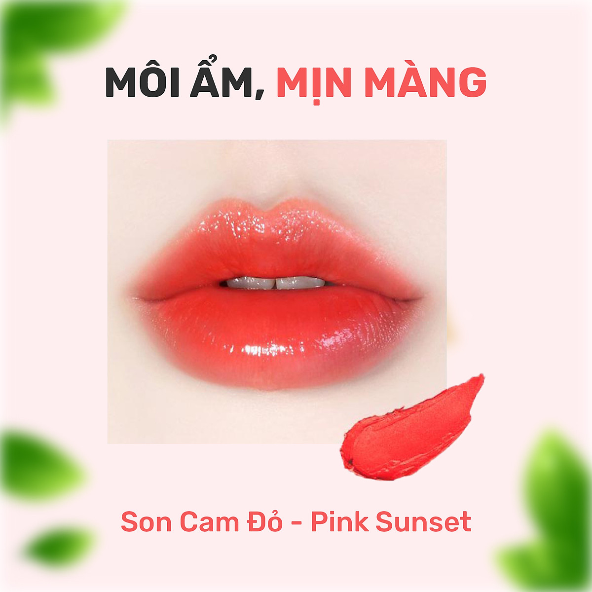 Son Dưỡng Lì Có Màu Ynm Candy Pop Glow Melting Balm Pink Sunset 3g Đỏ Cam