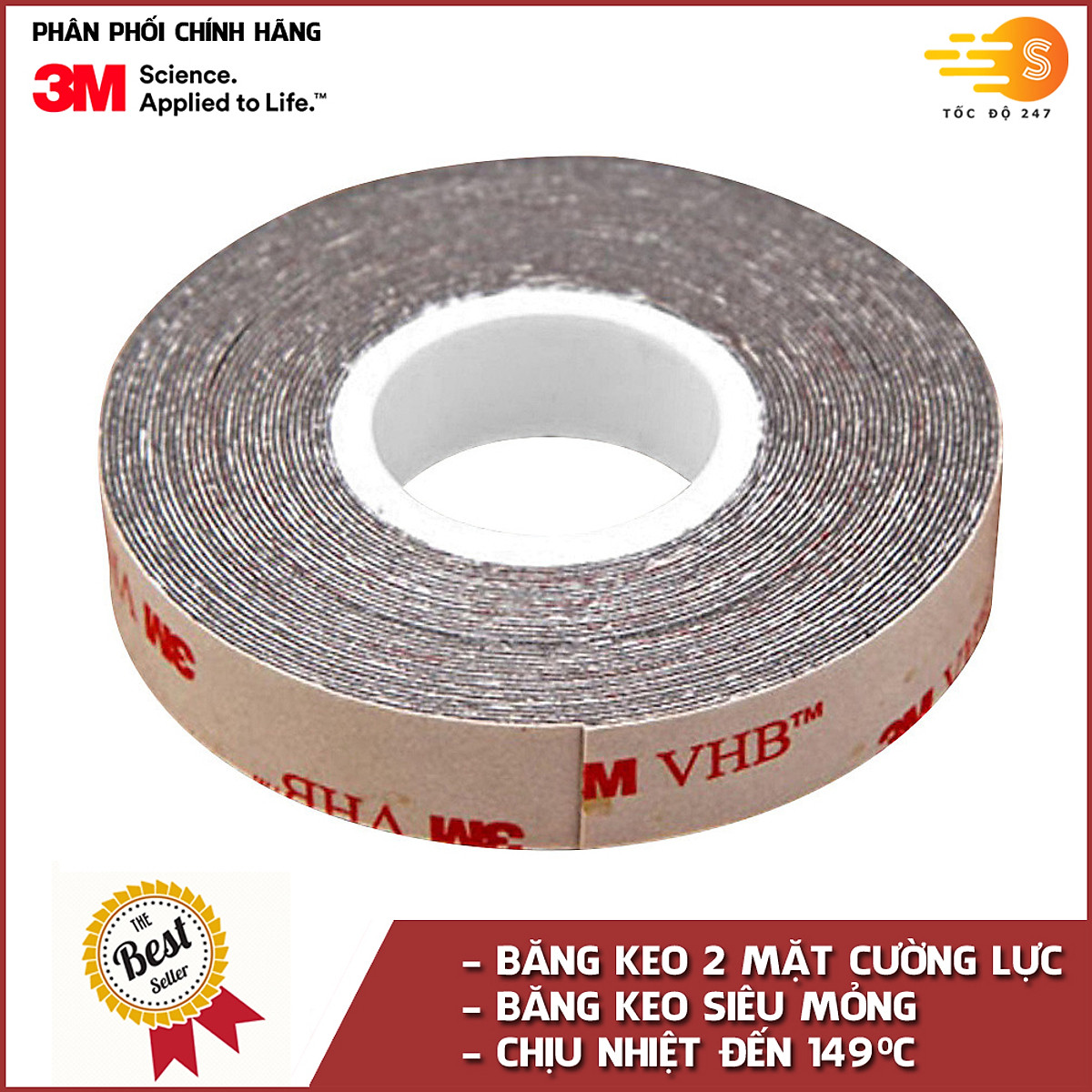 Băng keo cường lực siêu mỏng 3M khổ 12mm x 33m VHB 5915-12 | Tiki
