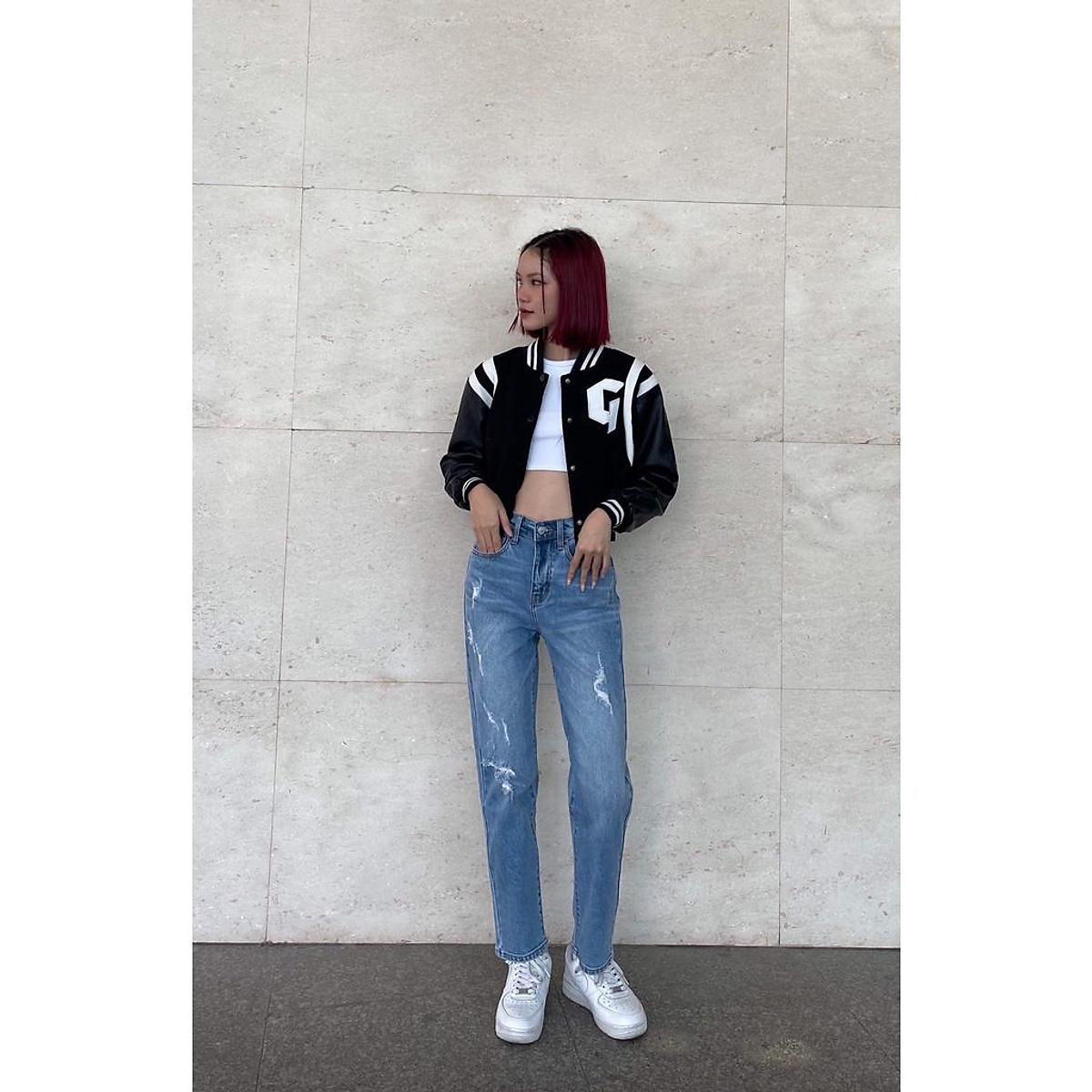 Quần Jeans Nữ Baggy WBAG005M ALE JEANS - Màu Trung Destoy | Tiki