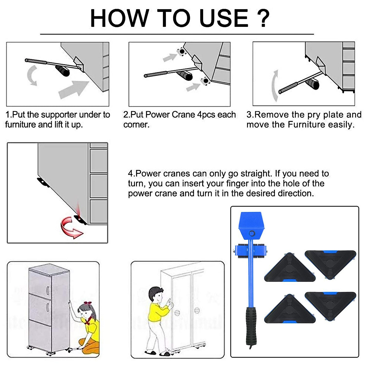 Heavy Duty Furniture Lifter with 4 Sliders for Easy and Safe Moving ...