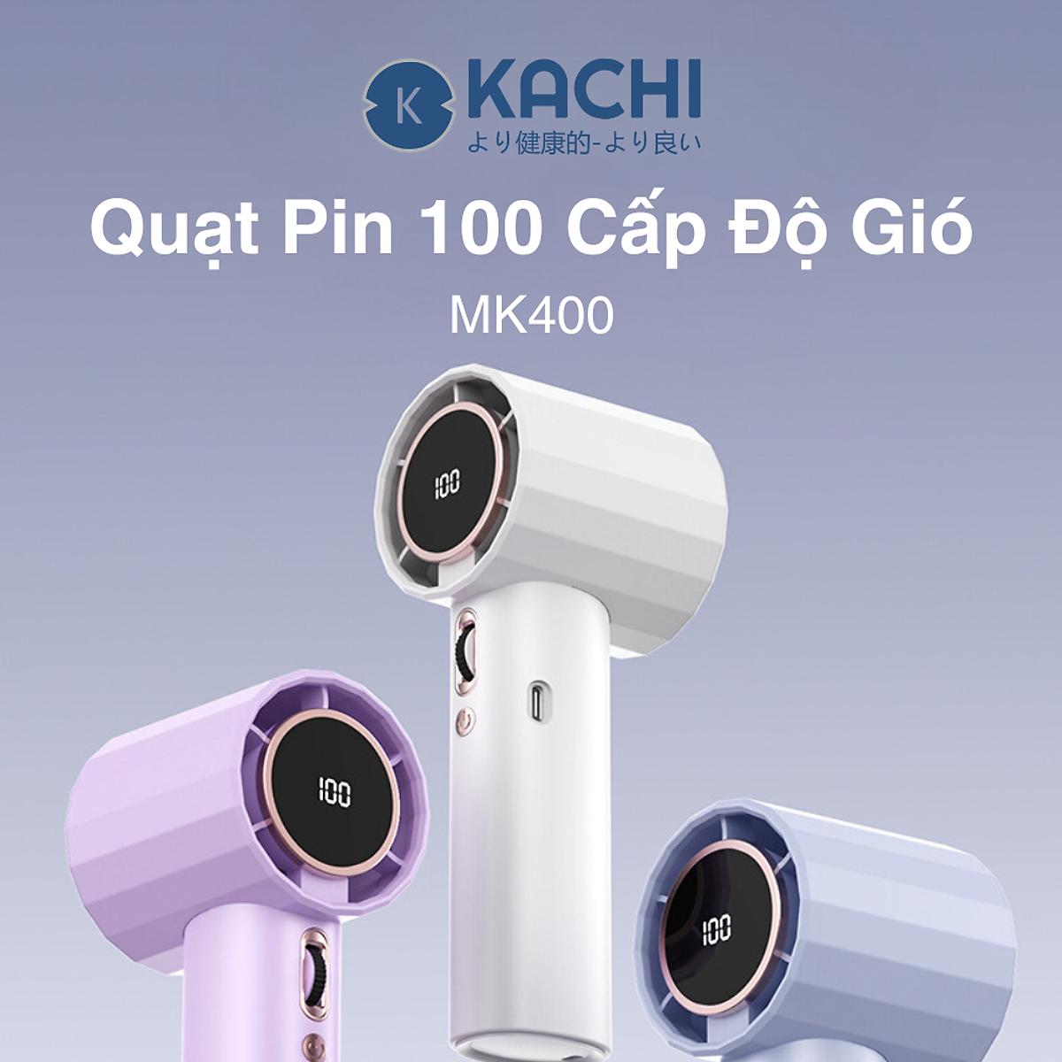 Quạt cầm tay mini Kachi MK400 pin khoẻ 100 cấp độ gió - Hàng ...