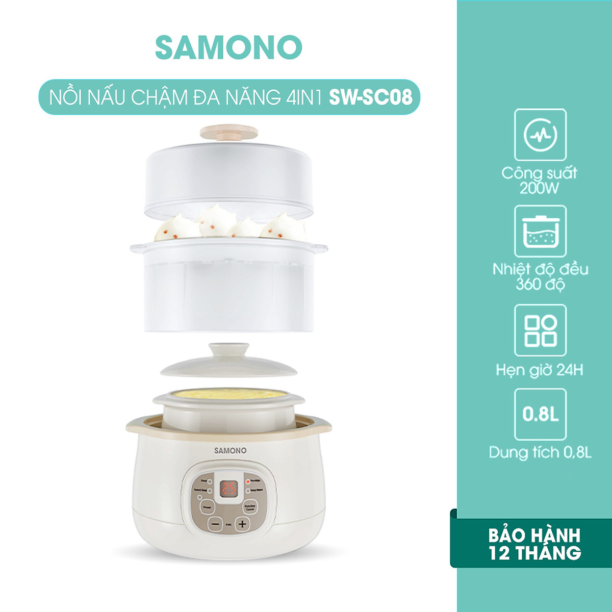 Mua Nồi nấu chậm đa năng 4in1 SAMONO SW-SC08 0.8L phiên bản quốc tế ...