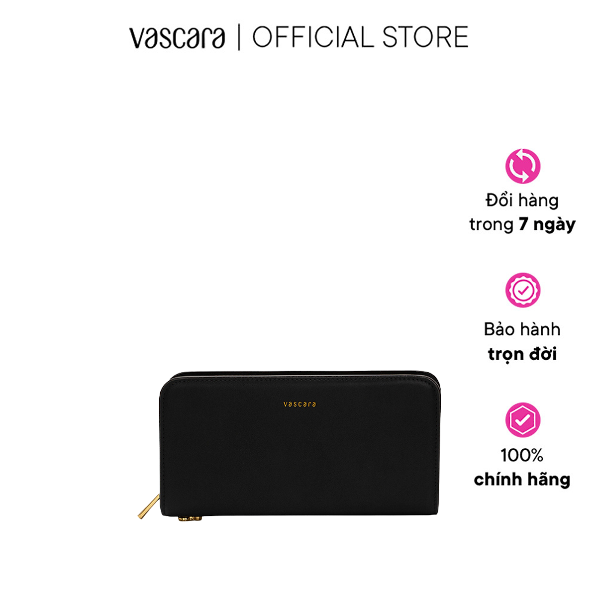 Mua Vascara Ví Cầm Tay Zip-Around Quai Cầm Đinh Tán - WAL 0258 - Đen - M tại VASCARA OFFICIAL STORE