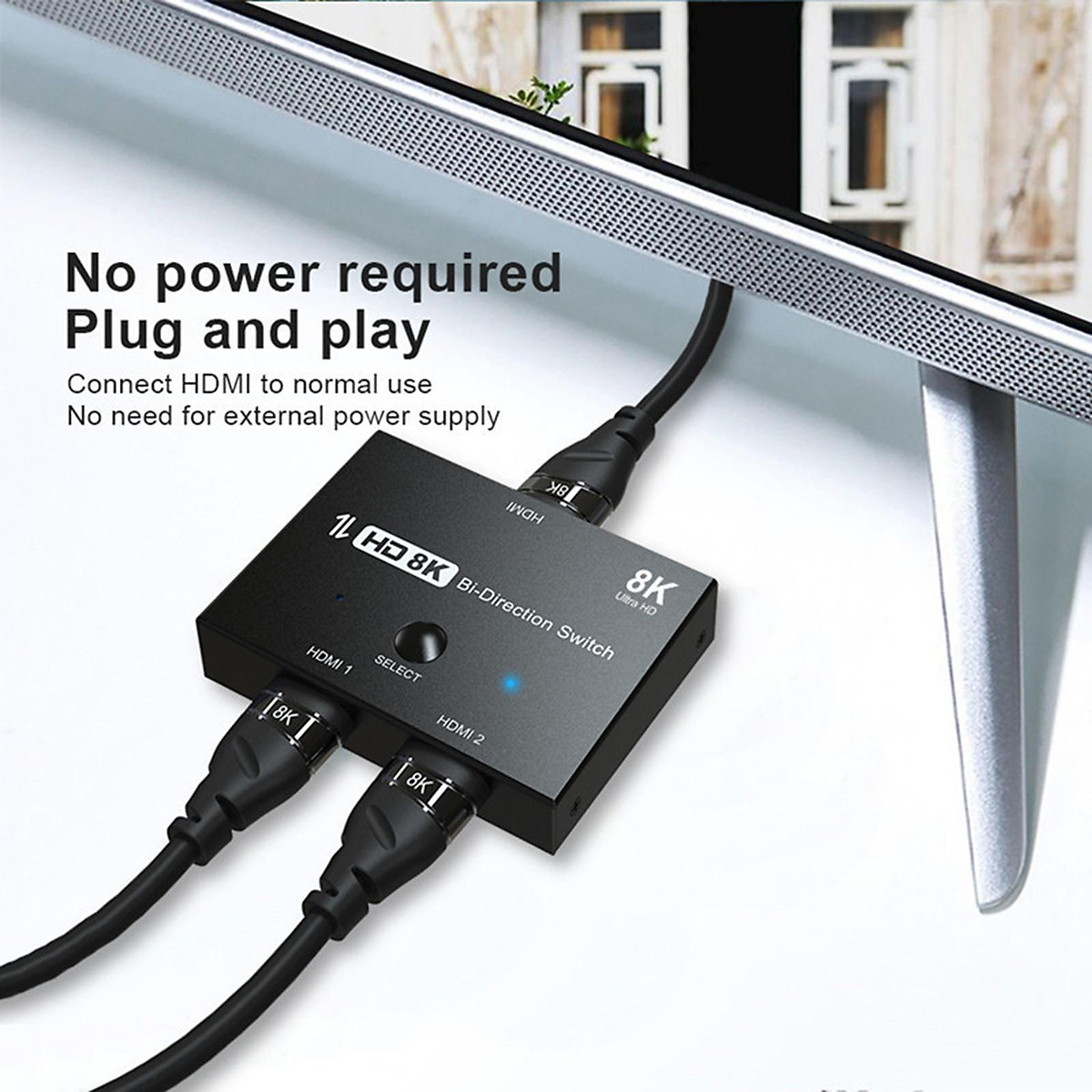 HDMI 2.1 BI-Directional Switch Splitter 2x1 out/1x 2 out 8K@60Hz 4K@120Hz