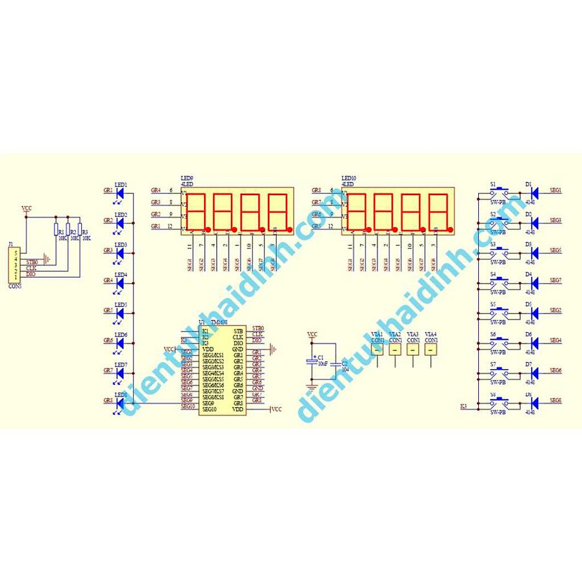 Module Led & Key TM1638 8 Led 8 Key dùng cho Arduino/ VĐK… kde0302 ... Module Led & Key TM1638 8 Led 8 Key dùng cho Arduino/ VĐK… kde0302 ...