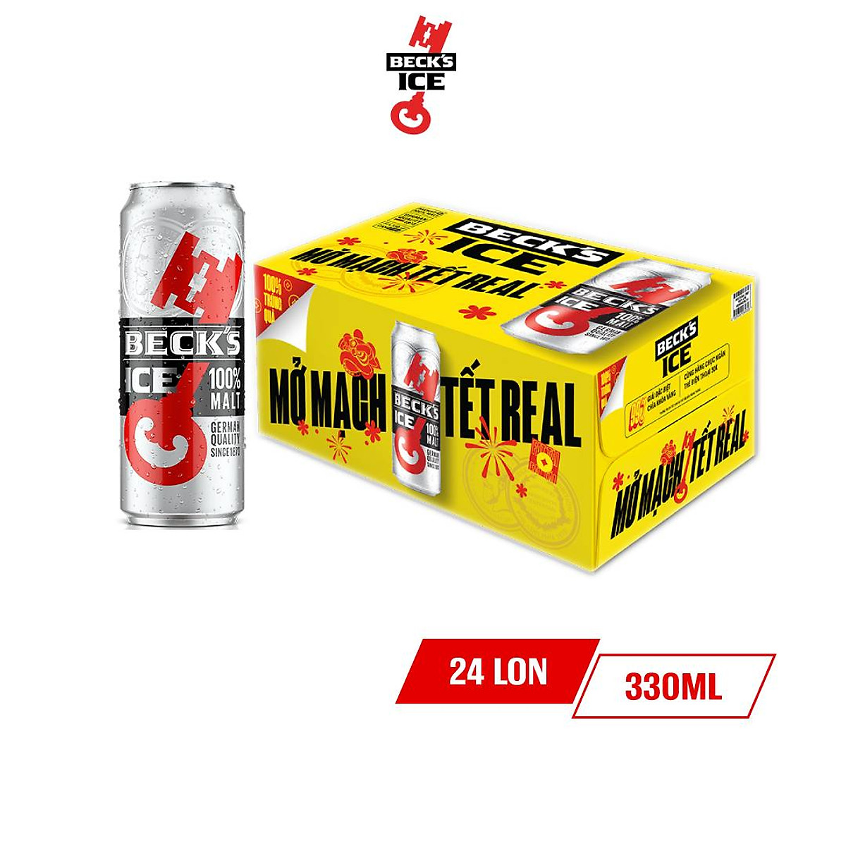 Thùng 24 Lon Bia Beck's Ice (330ml/lon) - Phiên Bản Tết 2023 - Bia Nội Địa