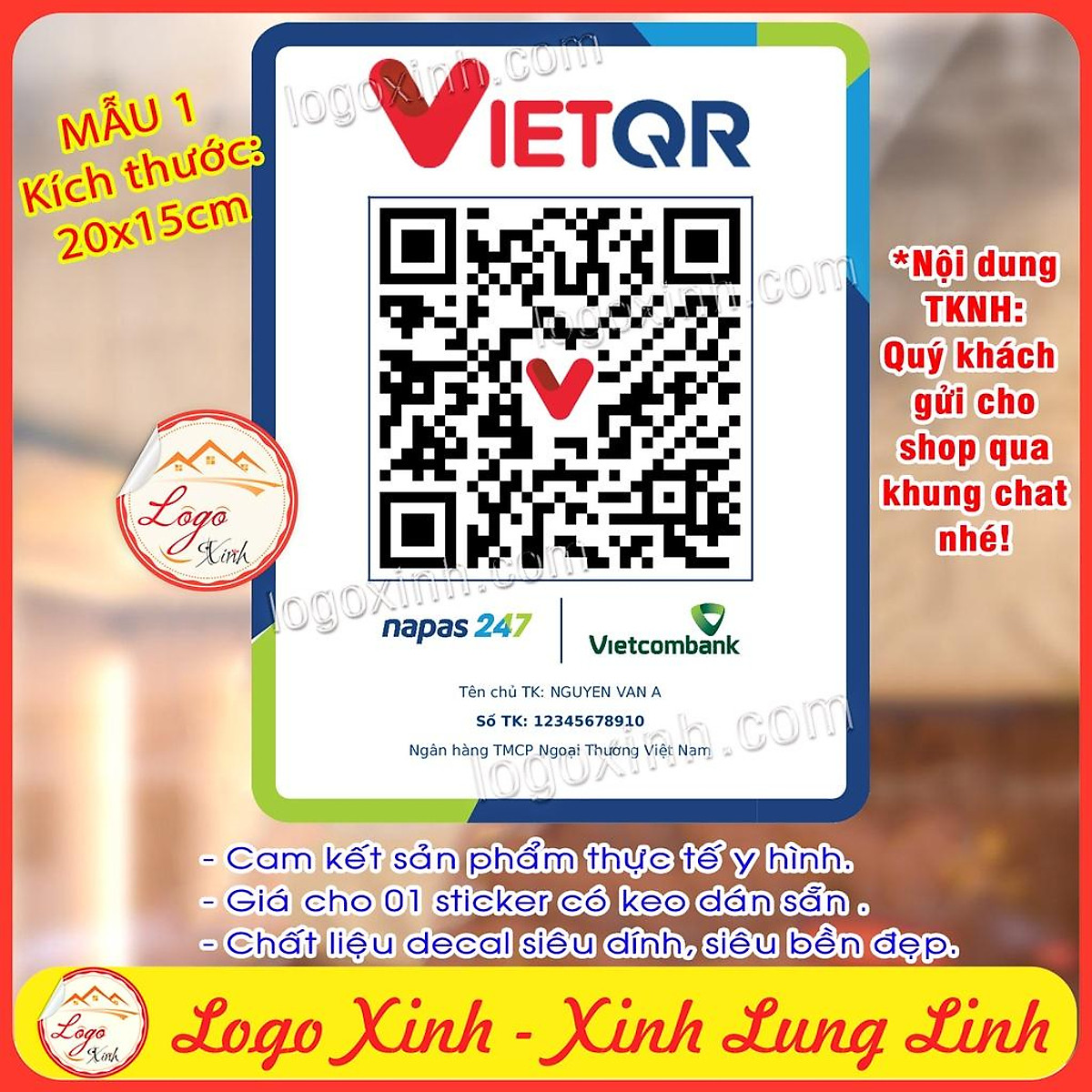 Sticker Decal Dán Mã Quét QR Code Ghi Số Tài Khoản Ngân Hàng, Mã QR Để ...