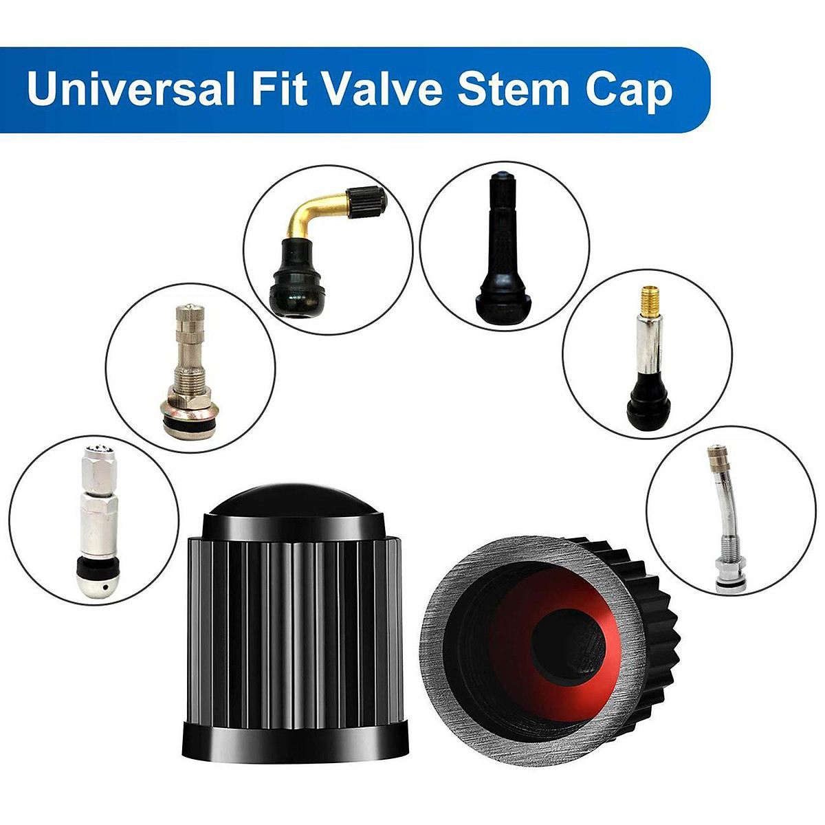 25 Pieces Car Tire Valve Stem Caps with Rubber for Motorcycles Black ...