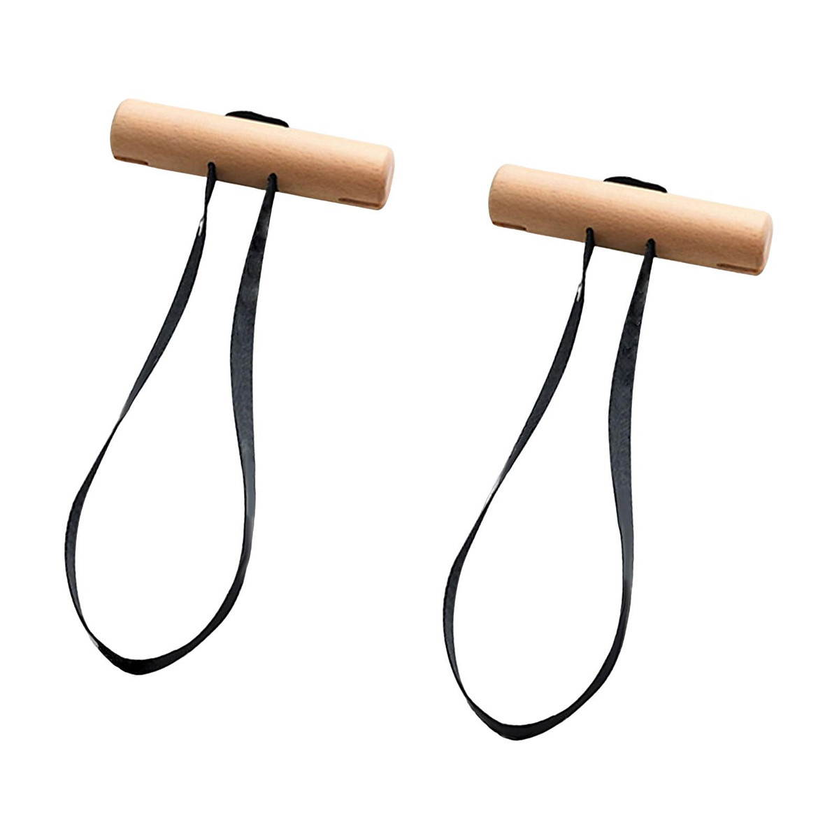 Set of 2 Pull up Handles Wooden Gym Barbell Strength Training Row ...