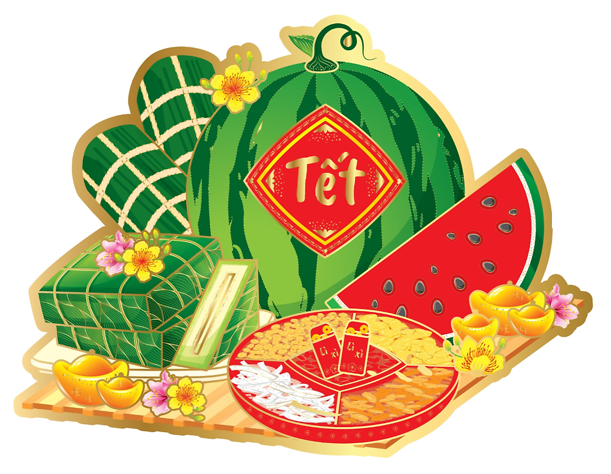 Mua Hình dán bánh chưng tét ép nhũ trang trí tết