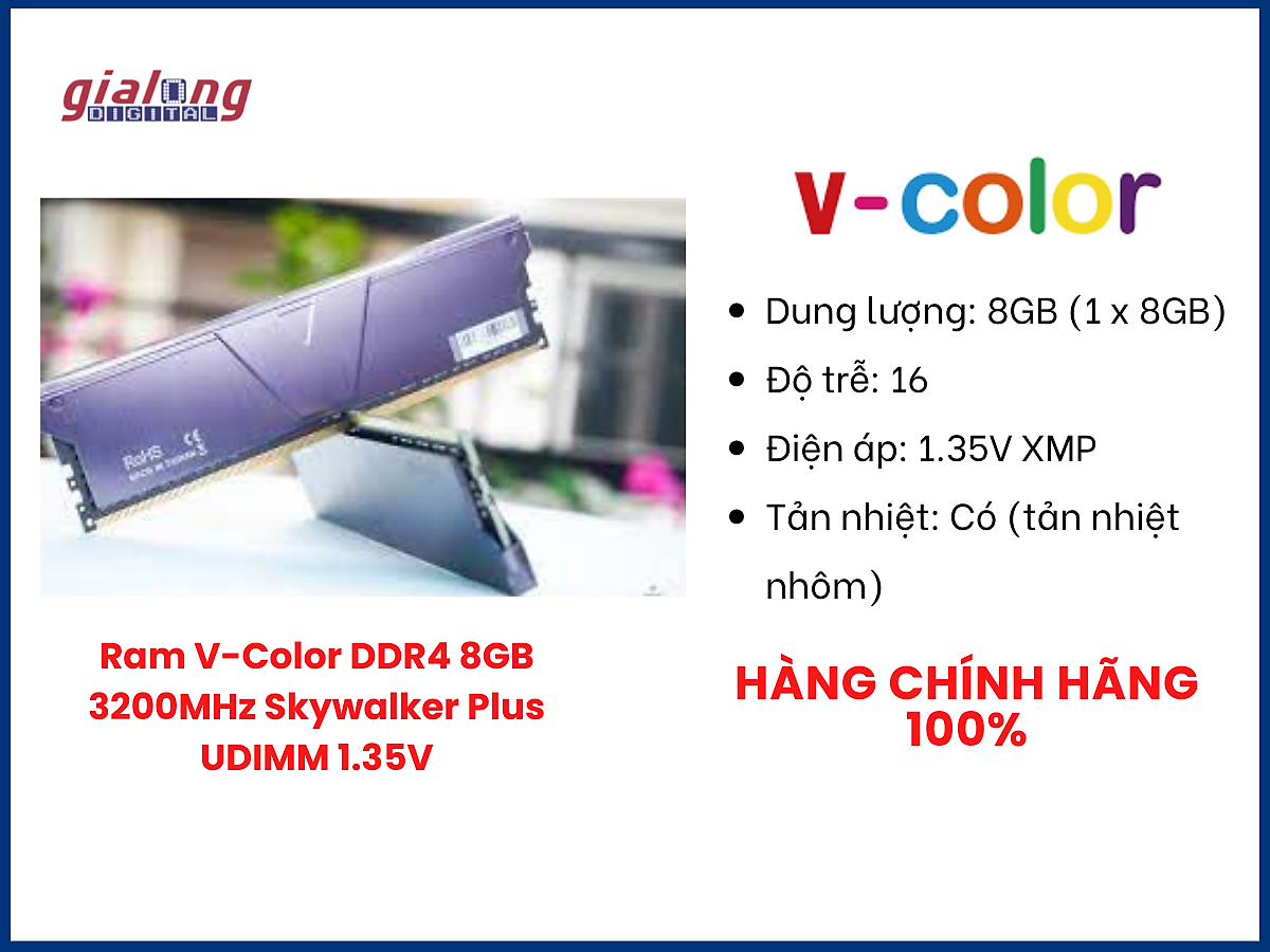 Ram V-Color DDR4 8GB 2666MHz Skywalker Plus UDIMM 1.2V - Hàng chính ...