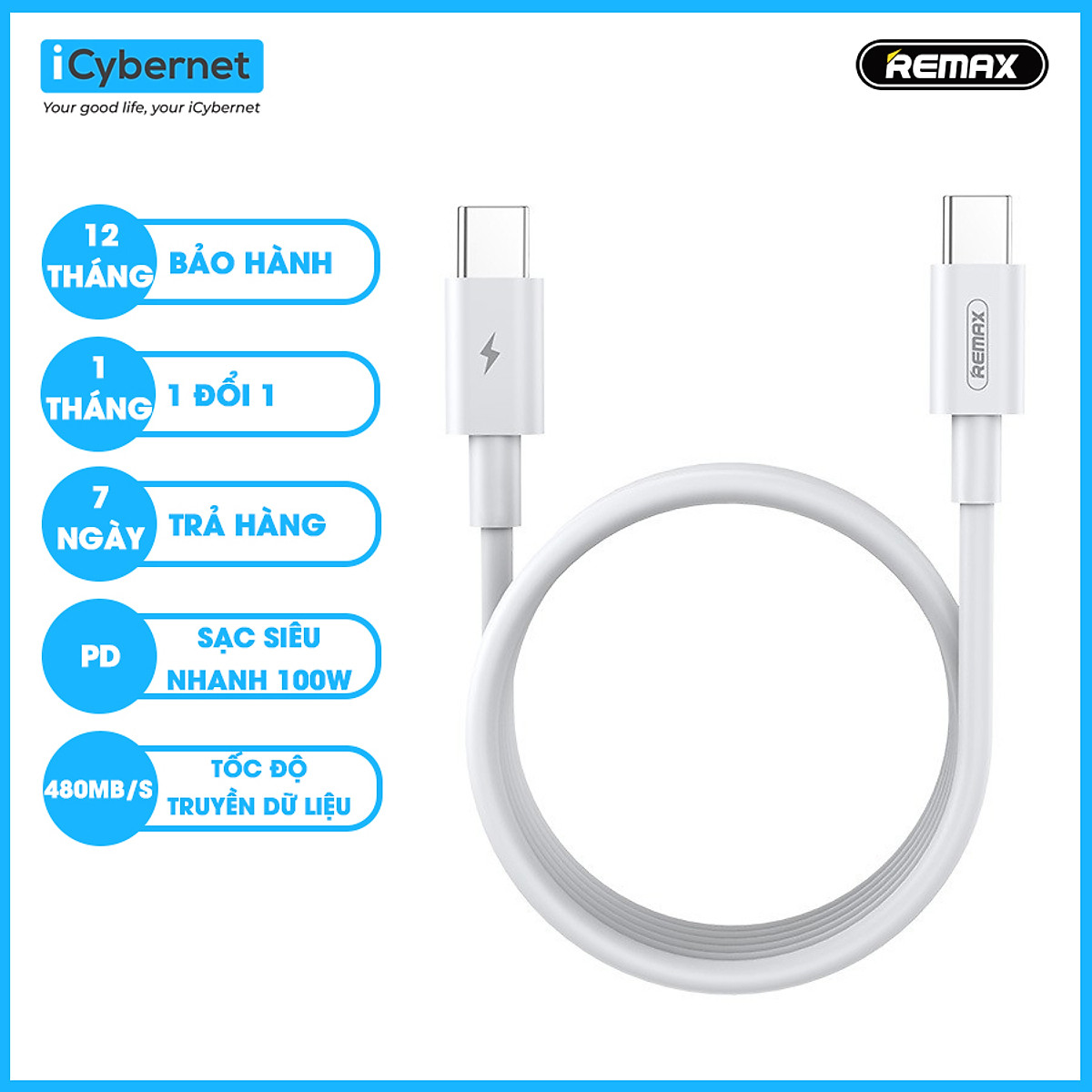 Cáp sạc siêu nhanh 100W Remax RC-183c chiều dài 2m - Hàng chính hãng ...
