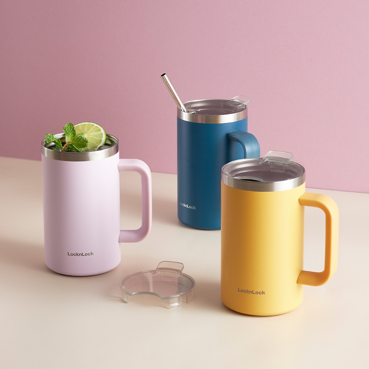 Ca giữ nhiệt Flat Table Mug LocknLock LHC4320 - Dung tích 730ml - Tay ...