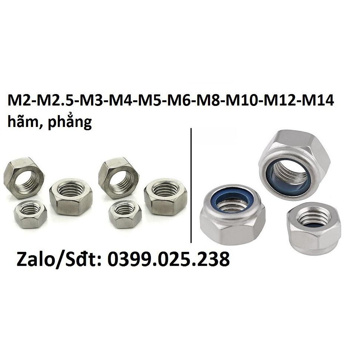 Mua Bộ 10 Đai Ốc - Ê Cu M1.6 M2 M2,5 M3, M4, M5, M6, M8, M10 M12 M14 ...