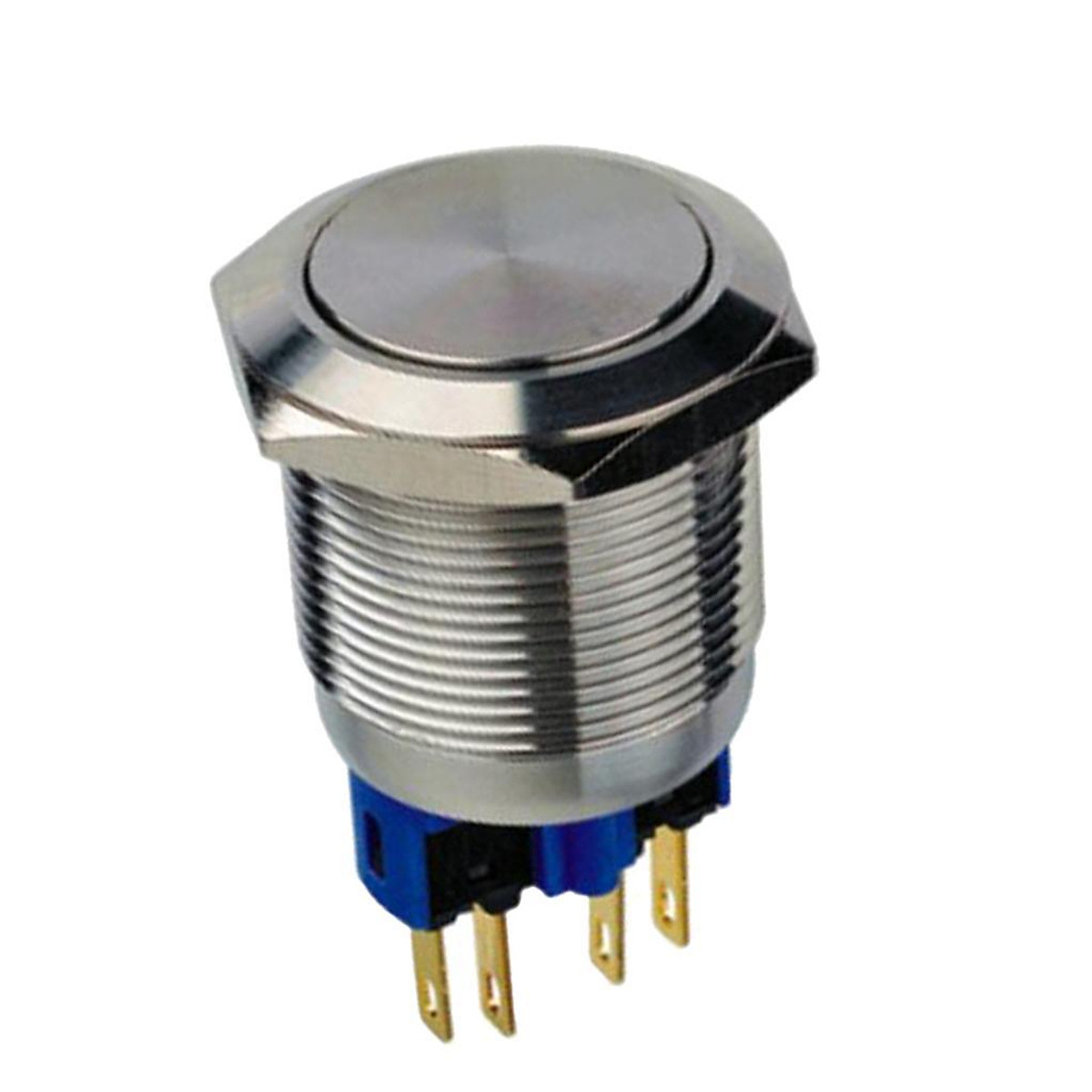 22mm 250V Falt Self-reset Stainless Steel Push Button Switch IP67 1NO1NC