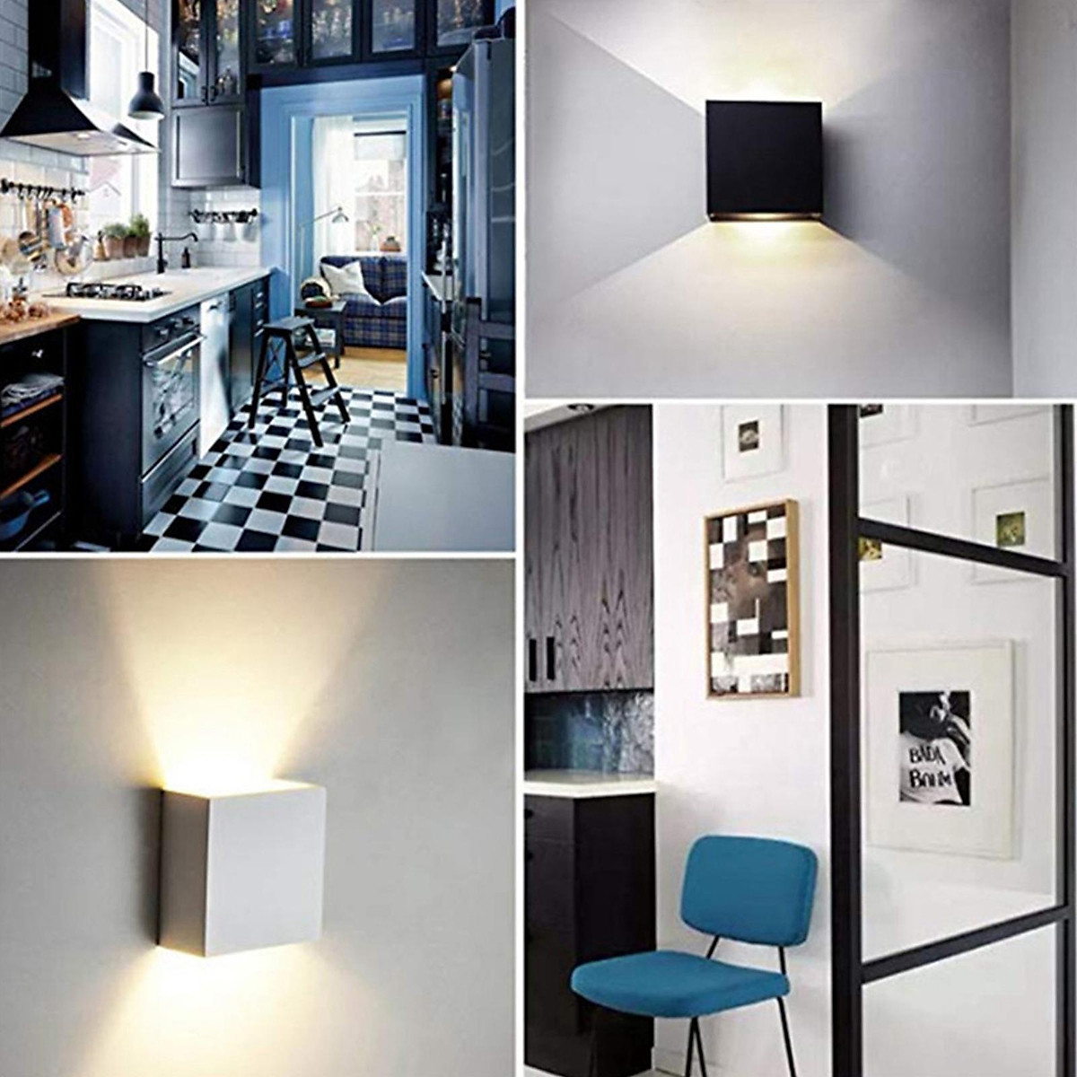 Square LED Wall Light Wall Sconce Hallway Up Down COB Lamp Black White ...