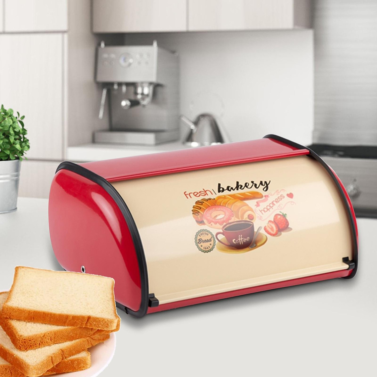 Bread Box,Kitchen Metal Container for Storage Bin Countertop Keeper ...