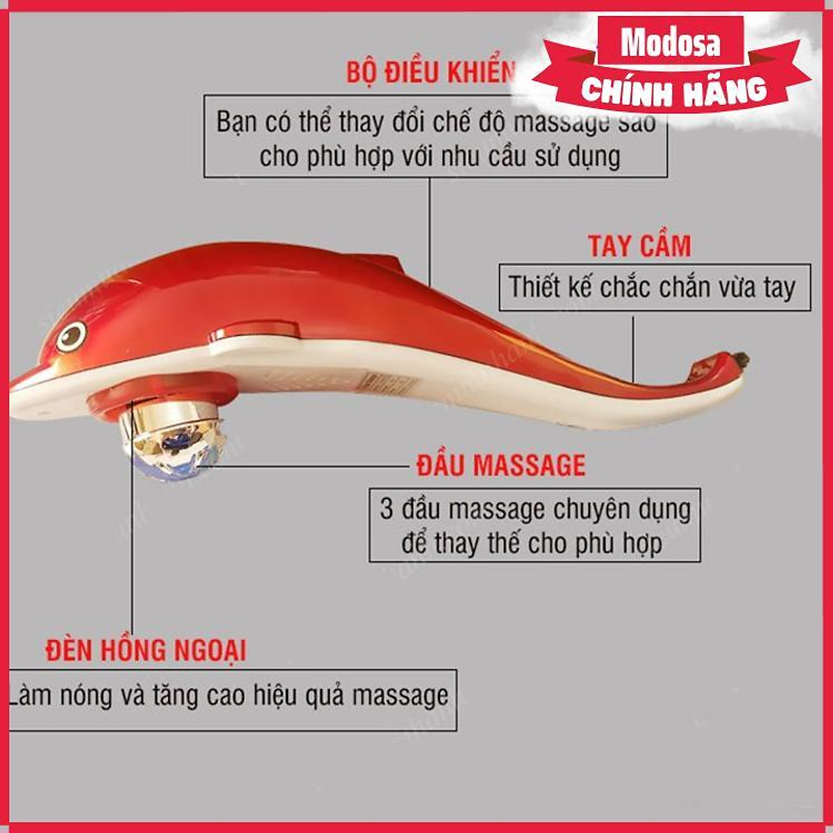 Mua Máy Massage Modosa Cơ Bụng, Eo, Lưng Cầm Tay Cá Heo - Hàng Chính Hãng