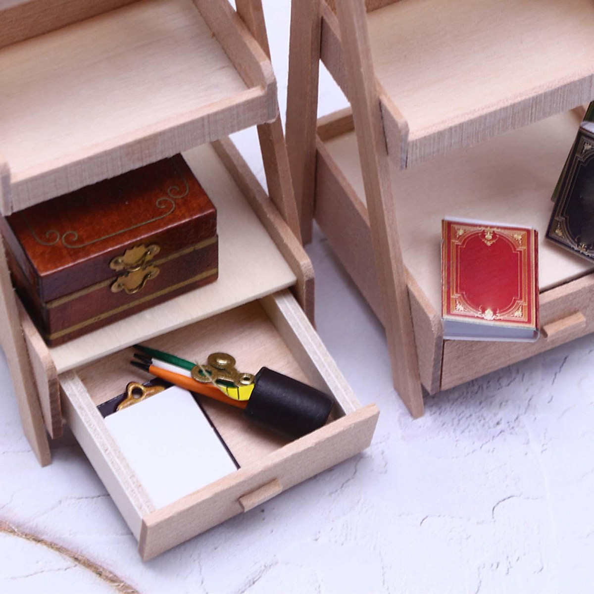 Dollhouse Shelf with Drawer 1/12 Scale Pretend Stand Miniature ...