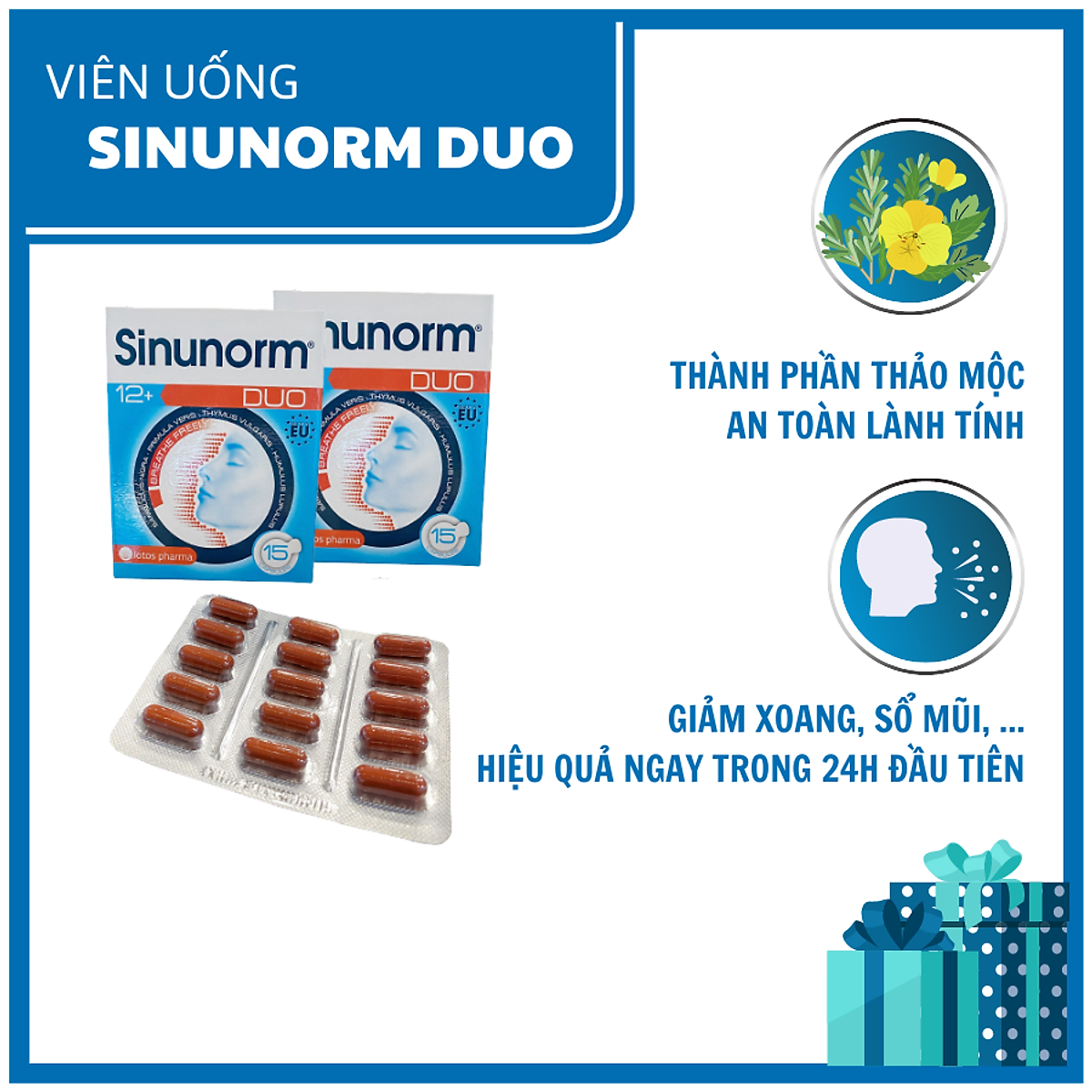 Thực phẩm chức năng Sinunorm DUO - Hỗ trợ điều trị bệnh đường hô hấp ...