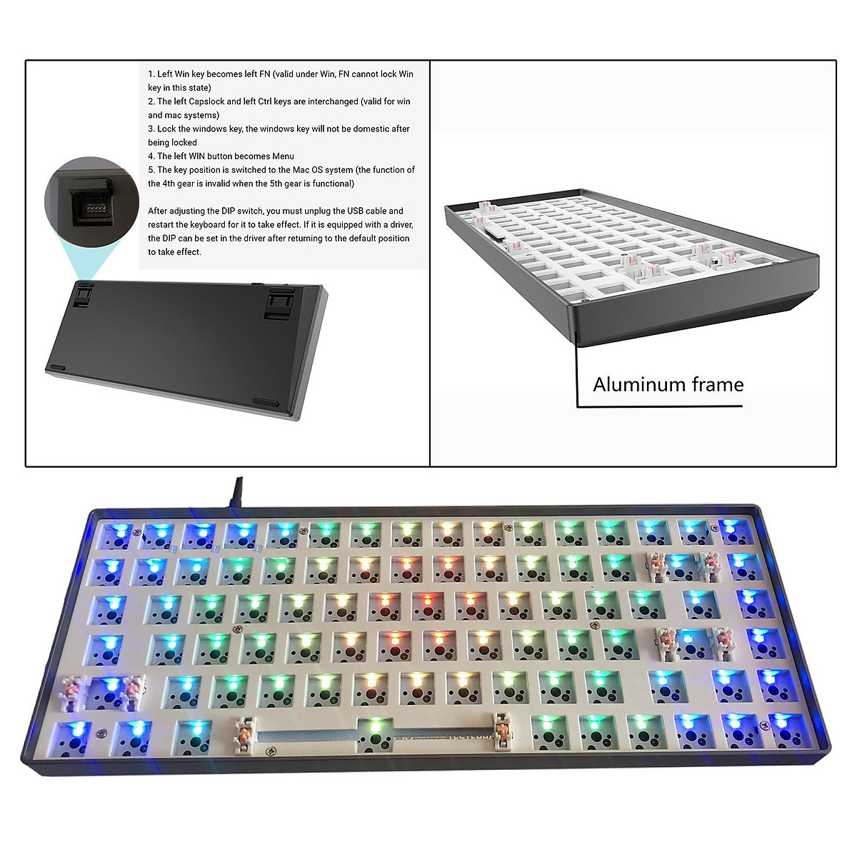84 Key Modular Mechanical Keyboard Hot-Swappable with RGB light - Bàn phím