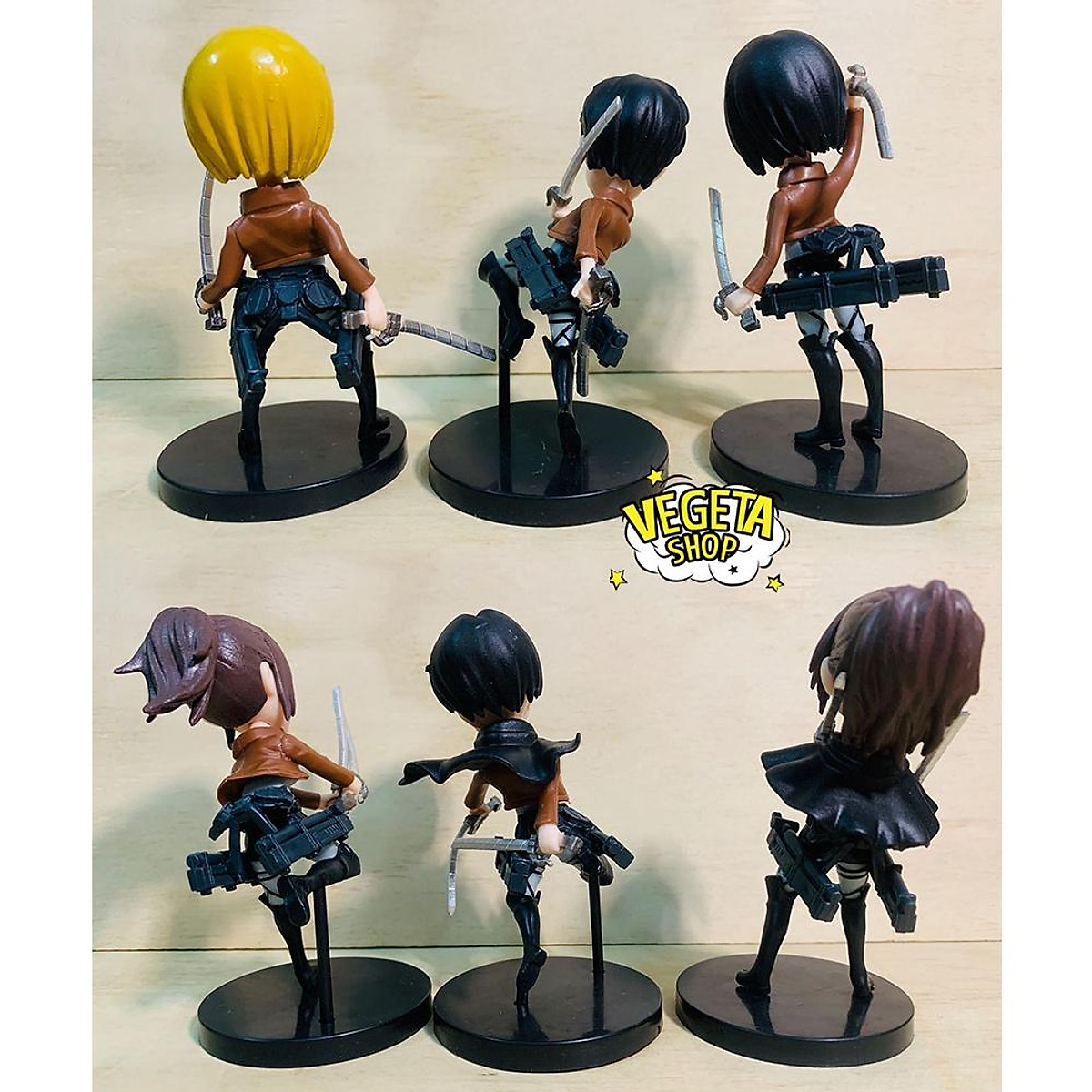 Mô hình Attack On Titan - AOT - Đại chiến Titan - 6 nhân vật Eren Mikasa Armin Hange Sasha Levi ...