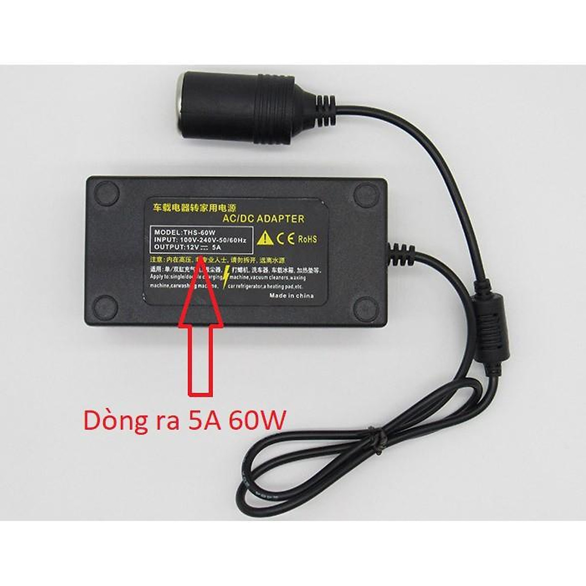 Bộ Chuyển đổi Nguồn điện 220v Sang 12v Tẩu điện Xe Hơi ô Tô 2 Dòng Ra