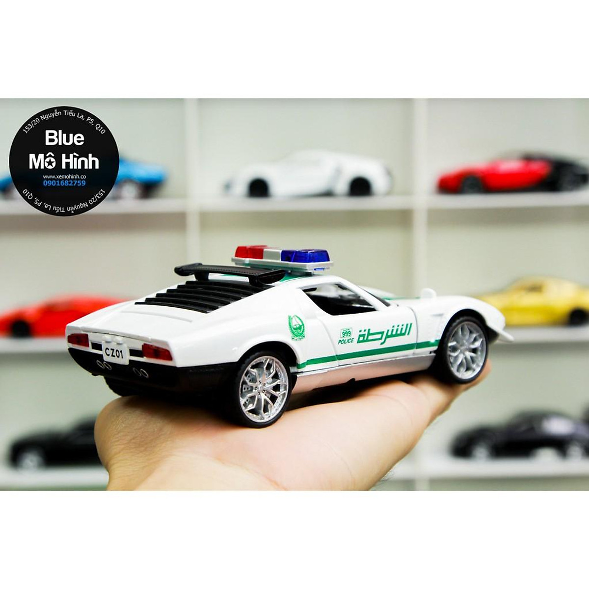 Blue mô hình | Xe cảnh sát mô hình Lambo Miura SVR Police tỷ lệ 1:32 | Tiki