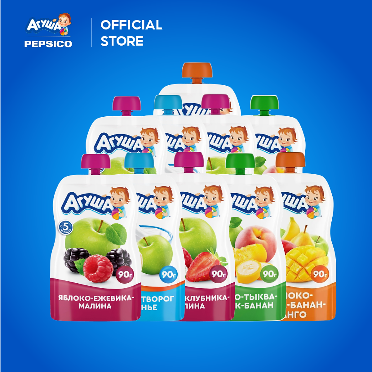 Thùng 10 Gói Trái cây nghiền mix vị Agusha 90g/gói dành cho bé từ ...