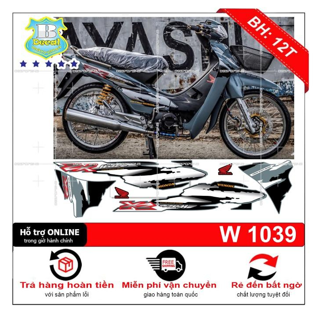 Mua Tem rời dành cho wave nhỏ ZX dán xe xám xi măng tại SHINDECAL