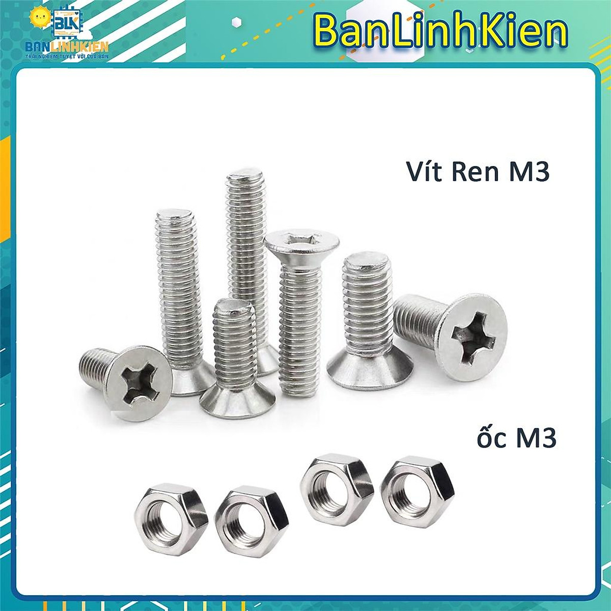 Bộ 10 Vít ren M3 bulong M3/ ốc tán M3 đầy đủ các kích thước | Tiki